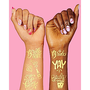 xo, Fetti 30 Bride Tribe Metallic Tattoos | Bachelorette Party Decorations, Bridesmaid Favor + Bride To Be gold
