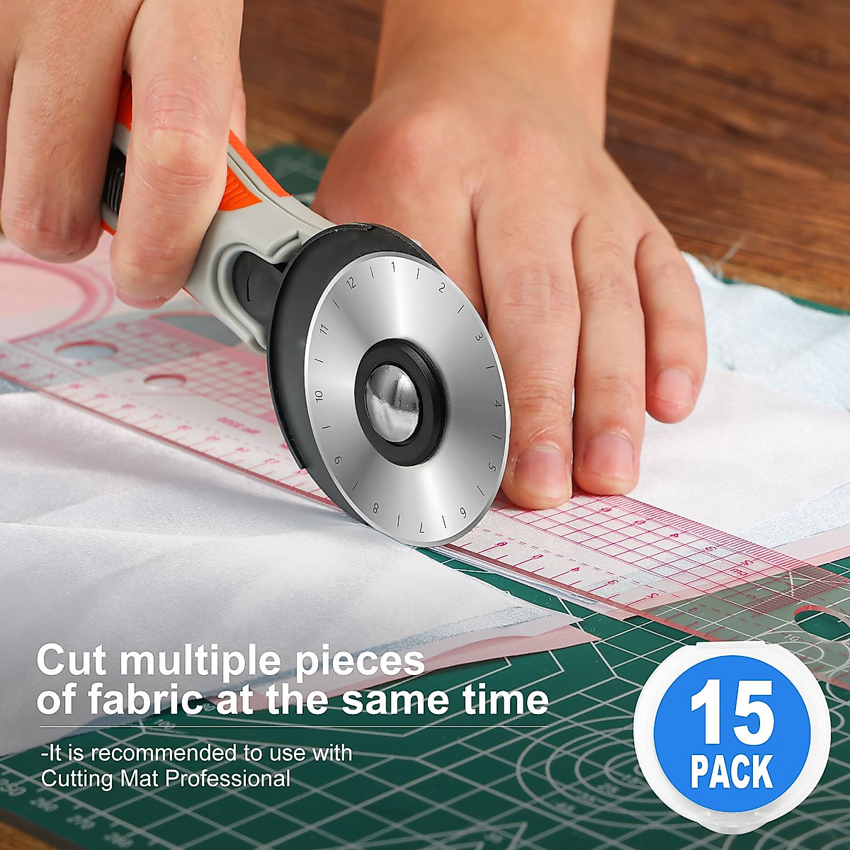 60mm Rotary Cutter Blades 60mm - 10 Pcs Rotary Blades Refill Our Rotary Blades Refills Fit on Most 60 mm Rotary Cutter for Fabric