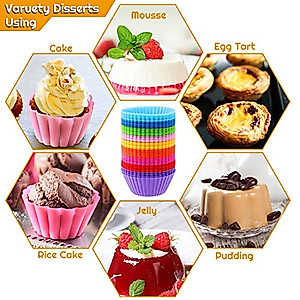 54 Pack Silicone Muffin Cups, Selizo Silicone Cupcake Baking Cups Reusable Muffin Liners Cupcake Wrapper Cups Holders for Muffins, Cupcakes and Candies
