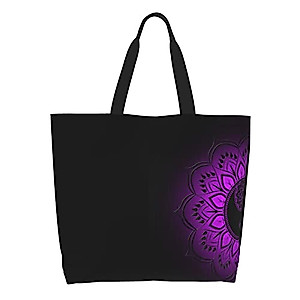 Gelxicu Mandala Flower Shoulder Tote Bags Flower Casual Bag Handbags Shopping Handbag Grocery Bags