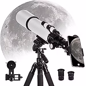 OYS Telescope for Kids Adults Astronomy Beginners, 80mm Aperture 500mm AZ Mount, Astronomical Refractor Travel Telescope with Tripod and Phone Adapter to Observe Moon and Planet