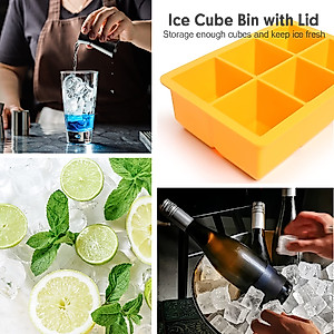 Excnorm Silicone Ice Cube Trays 3 Pack - Large Size Silicone Ice Cube Molds with Leak Proof Removable Lid Square Ice Cube Tray And BPA Free for Cocktail,Whiskey, Stackable Flexible Ice