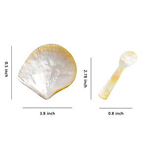 4 PCS Handmade Caviar Server Set,Black/Gold Mother of Pearl Caviar Dish and 2 Pearl Spoon for Caviar Jewelry Christmas Gift