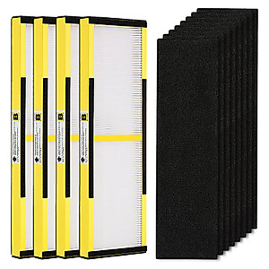 4 Pack FLT4825 True HEPA Filter B Replacement with Activated Carbon Pre-Filters Compatible with Guardian Air Purifier AC4825 AC4300 AC4800 AC4900 AC4850