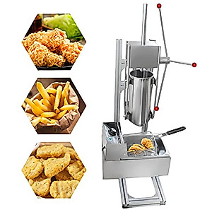 6L Commercial Manual Vertical Churros Filler with 5 Nozzles, Commercial Home Stainless Steel Donut Churros Maker Machine Dessert Donuts Filler