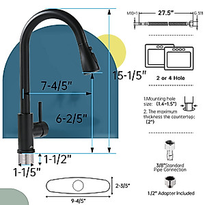 APPASO Black Kitchen Faucet with Soap Dispenser, Modern RV Kitchen Sink Faucet with Pull Down Sprayer 3 Modes, Solid Stainless Steel Faucet Kitchen Matte Black for Bar Sink, High Arc & Single Handle