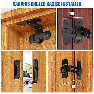 90 Degree Flip Barn Door Lock, Protect Privacy - Security Gate Latch, Hook Lock Latch for Barn, Garden, Bathroom, Outdoor, Garage, Window, Sliding Door, Black