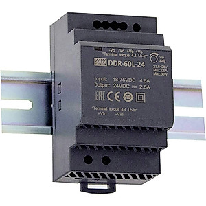 MEAN WELL DDR-60L-24 60W Din Rail DC/DC Converter O/P +24V2.5A - 1 item(s)