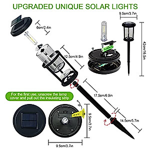 RM Family Waterproof Led Solar Outdoor Lights - Auto On/Off Solar Garden Lights Large Capacity Battery Long-Lasting Solar Pathway Lights High Brightness Driveway Lights 4 Packs