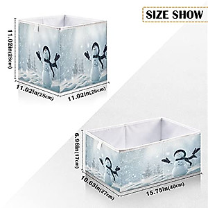 Kigai Christmas Snowman Rectangular Storage Bins - 16x11x7 In Large Foldable Storage Basket Fabric Storage Baskes Organizer for Toys, Books, Shelves, Closet, Home Decor