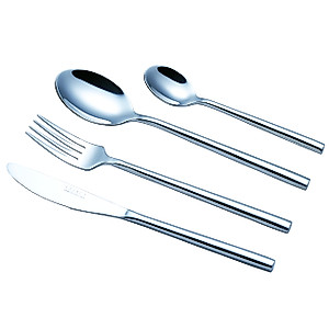 Exzact Silverware 24pcs Flatware Forged Stainless Steel - 6 x Forks, 6 x Table Knives, 6 x Tablespoons, 6 x Teaspoons - Service for 6 (24 pcs Hand Forged)