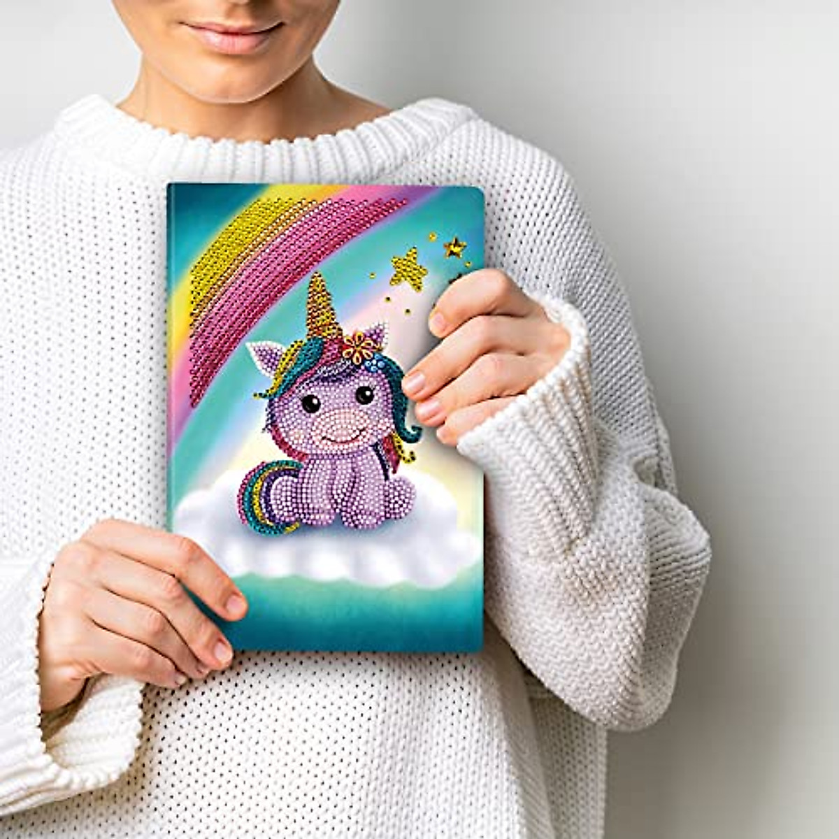 Crystal Art Diamond Painting Notebook - Unicorn Smile Notebook Kit - Create a Sparkling Notebook Cover Using Crystals - for Ages 8 and up
