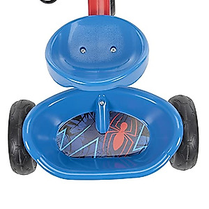 Huffy Marvel Spider-Man 3 Wheel Preschool Training Tricycle with Steel Frame, Storage Basket, Red & Blue, 19.5 x 10 x 13.6 inches