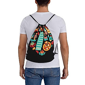 Delhiponics Heart Element Illustration Drawstring Backpack Waterproof Gym Sports Trave String Bag Adjustable Lightweight Drawstring Bag Sports Dance Sackpack