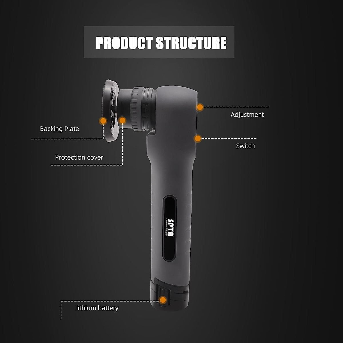 Cordless Mini Polisher, SPTA 12V Cordless Polisher for Detailed Polishing, Cordless Car Buffer Polisher, RO&DA Buffer Polisher with Mini Polishing Pads and Wool Pads for Polishing, Sanding, Cleaning