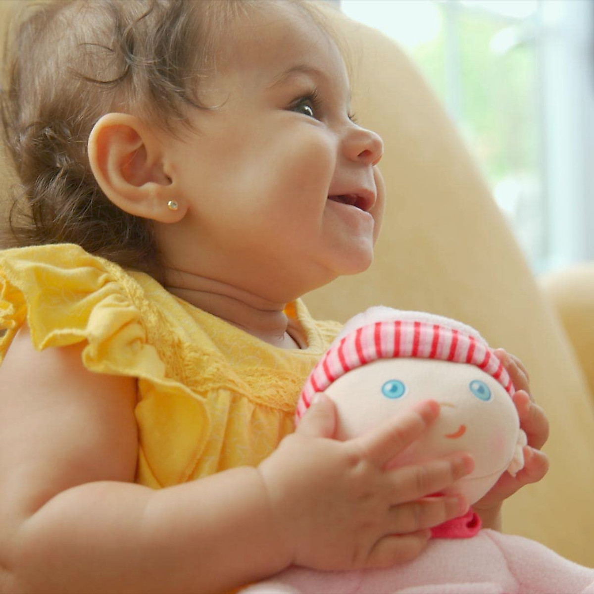 HABA Doll Snug Up Luisa 8" My First Baby Doll, Machine Washable & Safe for Birth & Up, Newborn Toys