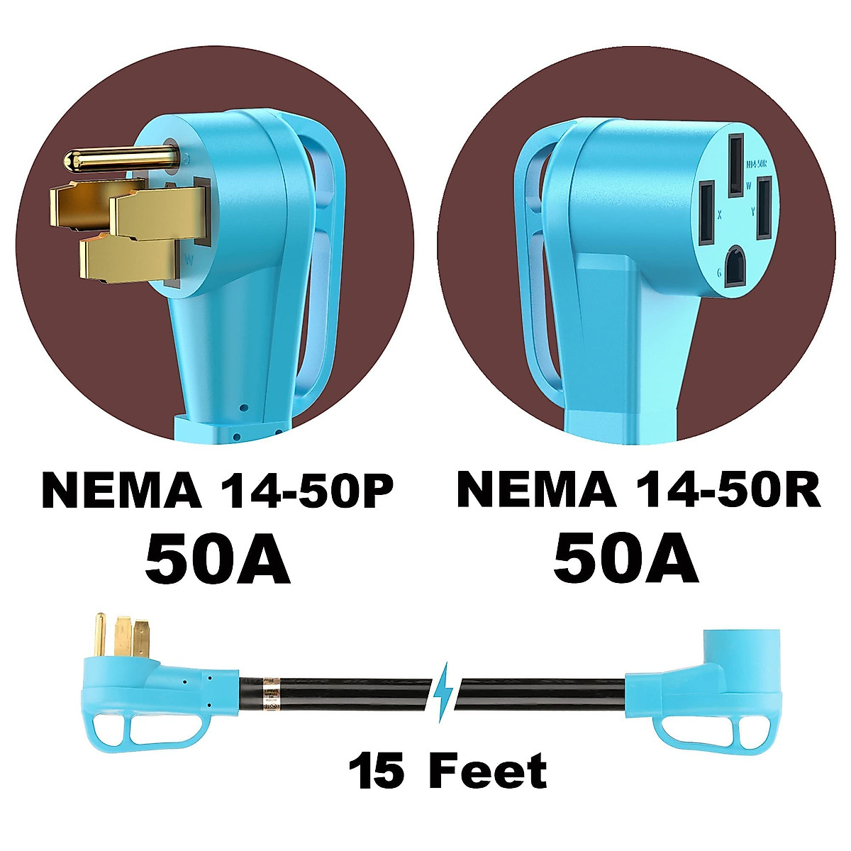 CircleCord Welder Adapter Cord and UL Listed 50 Amp 15 Feet RV/EV Extension Cord