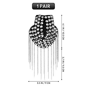 BESTOYARD Fringe Shoulder Pieces Rivet Tassel Chain Epaulet Shoulder Boards Badge Uniform Accessories (Silver)