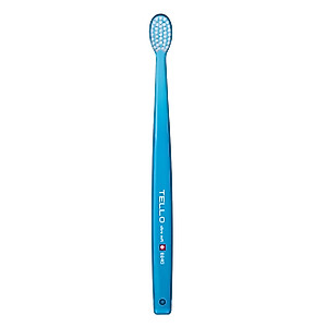 TELLO 6240 Adult Ultra Soft SwissToothbrush for Gentle Cleaning with Ergonomic Handle, Assorted Colors, 1 Count