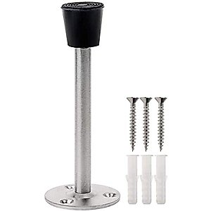 AnRui Door Stop Wall Mount 4.5Inch Door Stopper 201 Stainless Steel Doorstop Protective Door and Wall Rubber Tip Design Mute