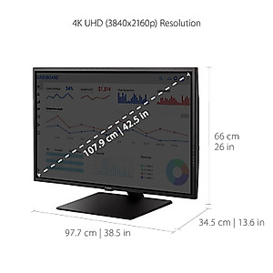 ViewSonic VX4381-4K 43" UHD 4K Monitor Widescreen with HDR10 Support, Eye Care, HDMI, USB, DisplayPort (Renewed)