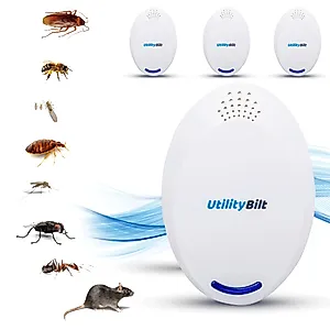 UtilityBilt Ultrasonic Pest Repeller indoor 4 Pack Pest Repellent Ultrasonic Plug in for Home and Kitchen | Mouse Repellent | Eco-Friendly Safe for Humans, Bug Repellent for Pest Control, mice, Spider