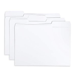 Blue Summit Supplies 100 White File Folders, 1/3 Cut Tab with Assorted Positions, Letter Size, Great for Organizing and Easy File Storage, 100 Pack