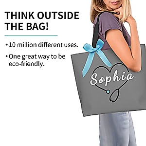 Oismys Personalized Nurse Tote Bag, Large Customized Tote Bag Shopping Travel Gym Daily Bags, Graduation Custom Gift for Nurse Doctor