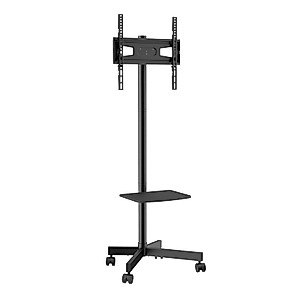 VEVOR Mobile TV Stand for 23-60 inch TVs Screen Holds up to 88lb, Height Adjustable Rolling TV Stand with Locking Wheels and Tray, Max VESA 400x400mm, Movable Floor TV Stand for Bedroom, Living Room