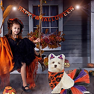 8 Pieces Halloween Dog Tulle Tutu Skirt with Halloween Dog Bandana Cartoon Hairpins Halloween Dog Costumes Pet Halloween Accessories Supplies for Small Dogs Cats Halloween Birthday Party Supplies