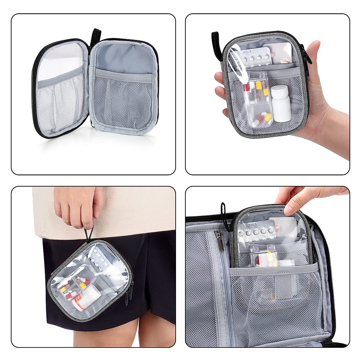 Trunab Medicine Storage and Organizer Bag Empty, Pill Bottle Organizer with Portable Small Pouch, Home First Aid Box for Emergency Medication, Supplements or Medical Kits (Bag Only)(Patent Design)