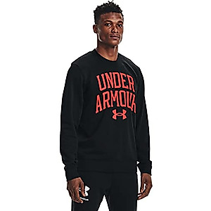 Under Armour Men's Rival Terry Crew Neck T-Shirt, Black (002)/Phoenix Fire, Medium