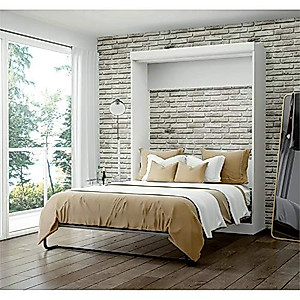 Pemberly Row Edgar Easy-Lift Dual Piston Queen Size Murphy Wall Bed in White