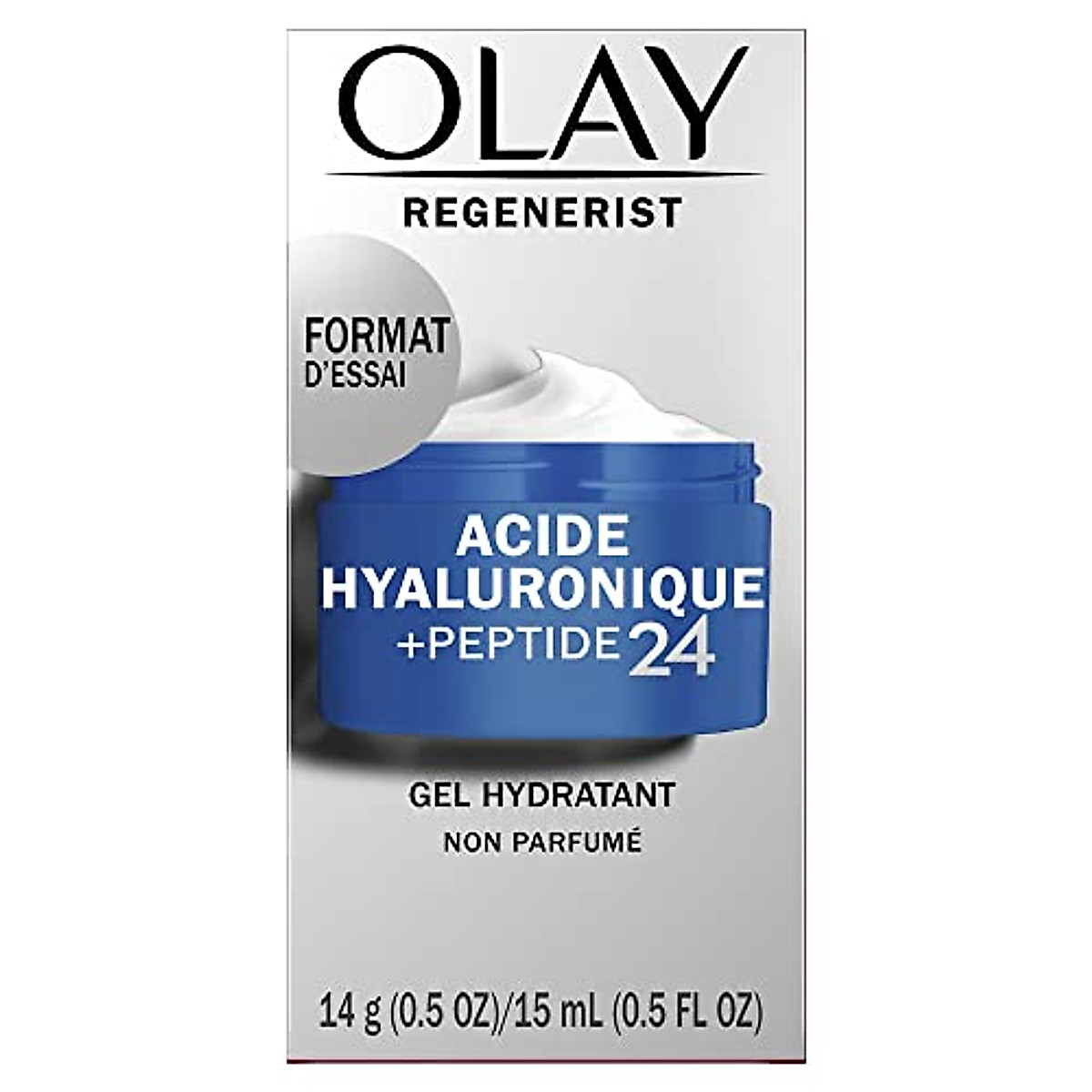 Olay New Regenerist Hyaluronic + Peptide 24 Gel Face Moisturizer, Fragrance-Free, Trial Size.5 oz