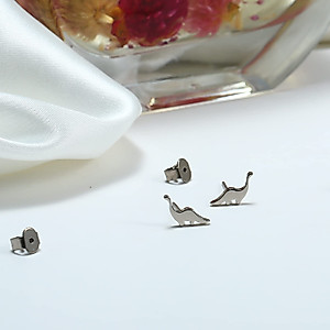 TGNEL Lovely Pure Titanium Dinosaur Earrings for Women Sensitive Ears, Cute Animal Earrings Studs Hypoallergenic Earring Jewelry for Animal Lover