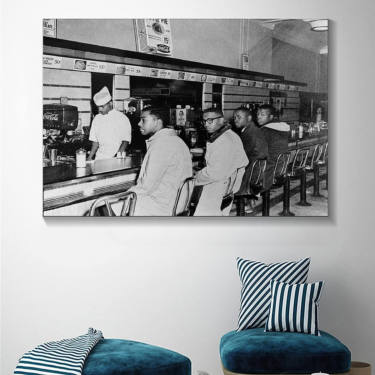 SUPERYUFENG Black History Greensboro Sit-in at Woolworth's February 2 1960 Poster Decorative Painting Canvas Wall Art Living Room Posters Bedroom Painting 16x24inch(40x60cm)