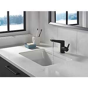 Delta Faucet Galeon Matte Black Bathroom Faucet, Single Hole Bathroom Faucet Black, Bathroom Faucets for Sink 1 Hole, Bathroom Sink Faucet, Diamond Seal Technology, Matte Black 572-BLMPU-DST