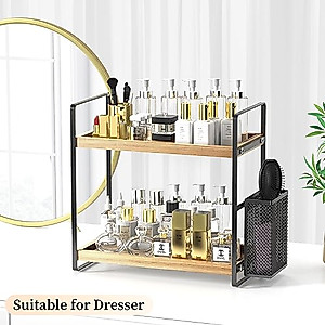 LEMIKKLE Bathroom Countertop Organizer, Bathroom Counter Perfume Tray and Vanity Organizer,Skincare Organizers for Vanity with Basket,Storage Organizers for Bathroom, Kitchen, Dresser