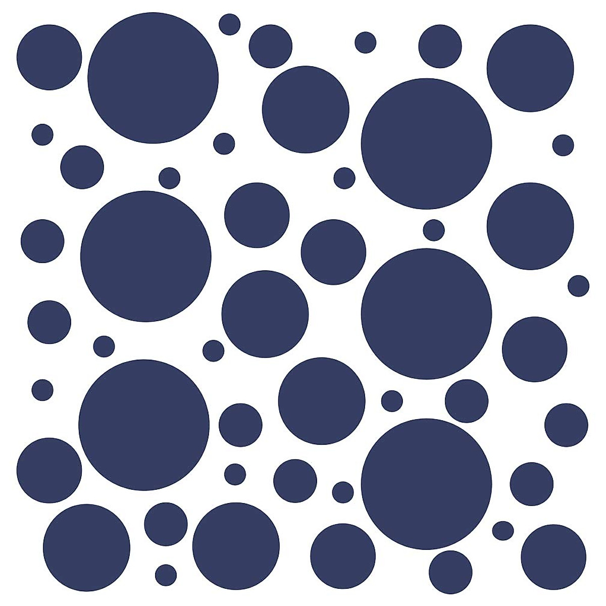 Set of 100 (Navy Blue) Vinyl Wall Decals - Assorted Polka Dots Stickers - Removable Adhesive Safe on Smooth or Textured Walls - Round Circles - for Nursery, Kids Room, Bathroom Decor