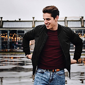 COOFANDY Men Black Bomber Jacket Lightweight Casual Softshell Flight Windbreaker Outerwear Coat Black L