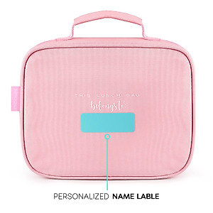 mibasies Kids Lunch Bag for Girls Toddler Sparkle Lunch Box for School Travel, Pink Blue Rainbow