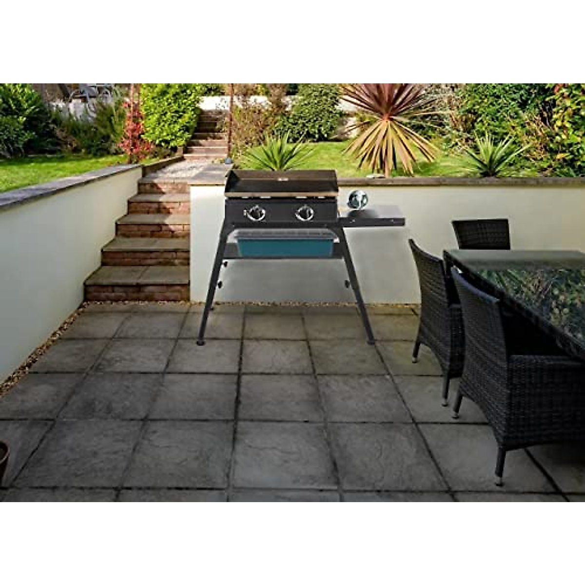 Foldable Blackstone Griddle Stand with Lower Shelf and Side Shelf, Compatible with Blackstone 17 Inch, 22 Inch Tabletop Griddle, Legs with Leveling Feet, Dual Adjustable Height