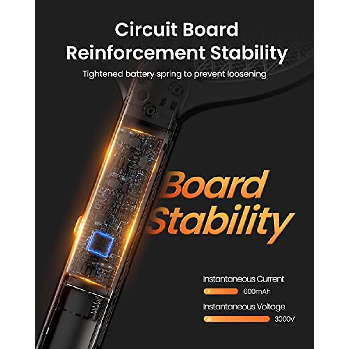 GAIATOP Electric Fly Swatter, 3000V Battery Powered Handheld Fly Zapper, 3-Layer Protection Grid Bug Zapper Racket for Home Bedroom Kitchen Office Backyard Patio Indoor Outdoor