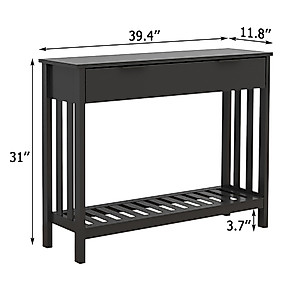 TaoHFE Black Entryway Table with Drawer Modern Wood Narrow Console Table with Storage Hallway Table Sofa Tables for Living Room,Entrance Tables for Front Door Corridor, Office, Black