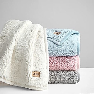 UGG 25111 Blakely Baby Blanket Comfy Cozy Machine Washable Luxury Throw Blankets for Newborn Babies Plush Sherpa Blankie Soft Gentle on Skin, 41 x 31-Inch, Glacier