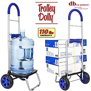 dbest products Trolley Dolly, Blue Foldable Shopping cart for Groceries with Wheels and Removable Bag and Rolling Personal Handtruck, Standard