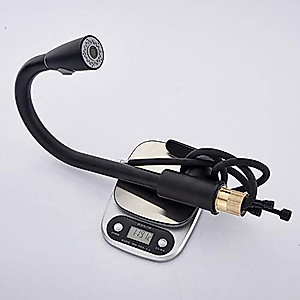 Kitchen Sink Faucet for Bar Farmhouse Commercial, Black Kitchen Faucets, Silver Single Handle Pull Out Kitchen Tap, Single Hole 1 Handle, Swivel 360 Degree Water Mixer Tap (Color : Black)