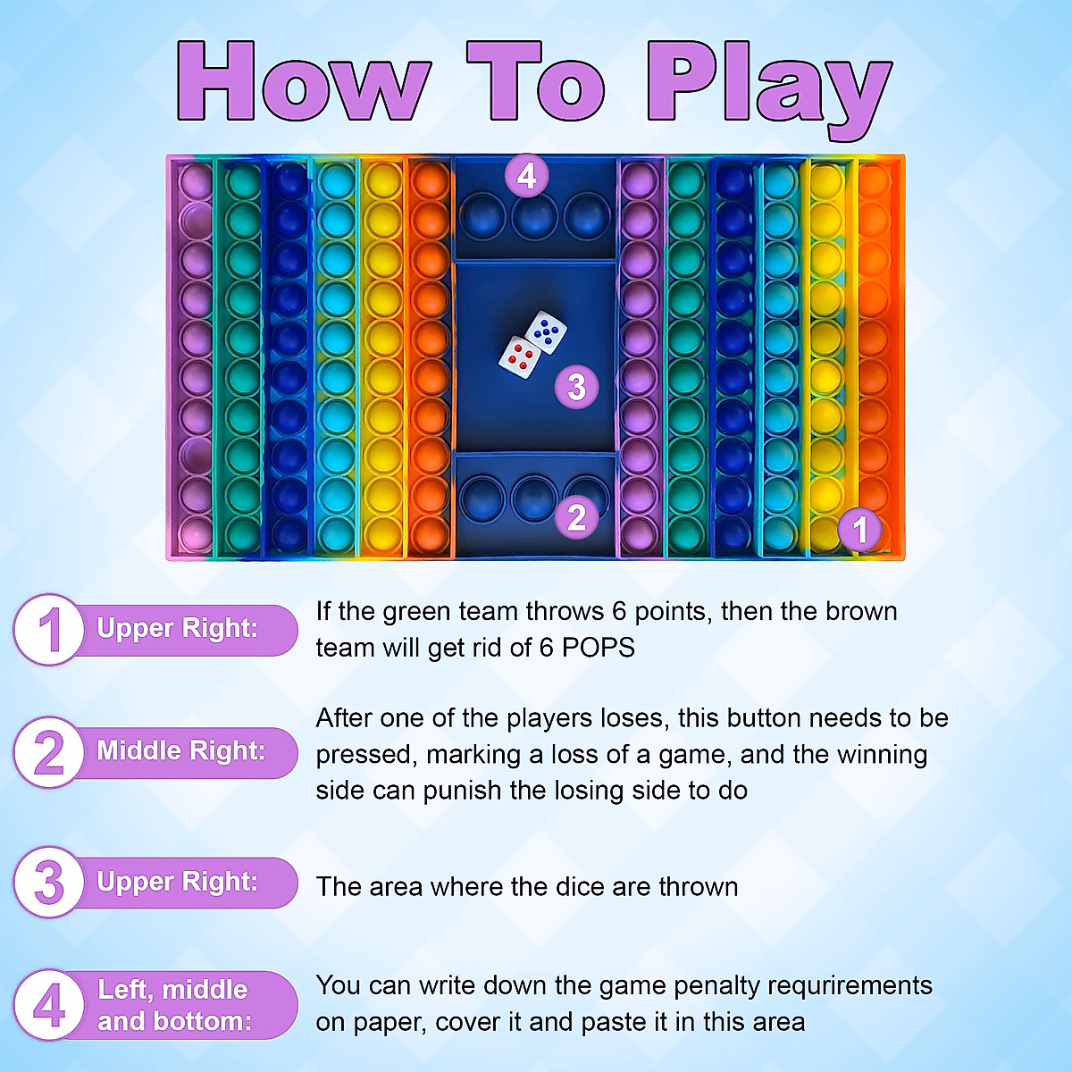 Pop Fidget Toys Pop It Games Rainbow Squishy Bubble Sensory Chess Board Game