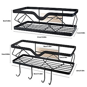 Kadolina 2 Pack Adhesive Shower Caddy Bathroom Shelf, Stainless Steel Shower Organizer Shower Shelves for Inside Shower No Drilling Rustproof Conditioner Shampoo Storage Holder(Black)