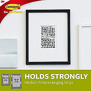 Command Medium Picture Hanging Strips, Damage Free Hanging Picture Hangers, No Tools Wall Hanging Strips for Living Spaces, 16 Black Adhesive Strip Pairs(32 Command Strips)